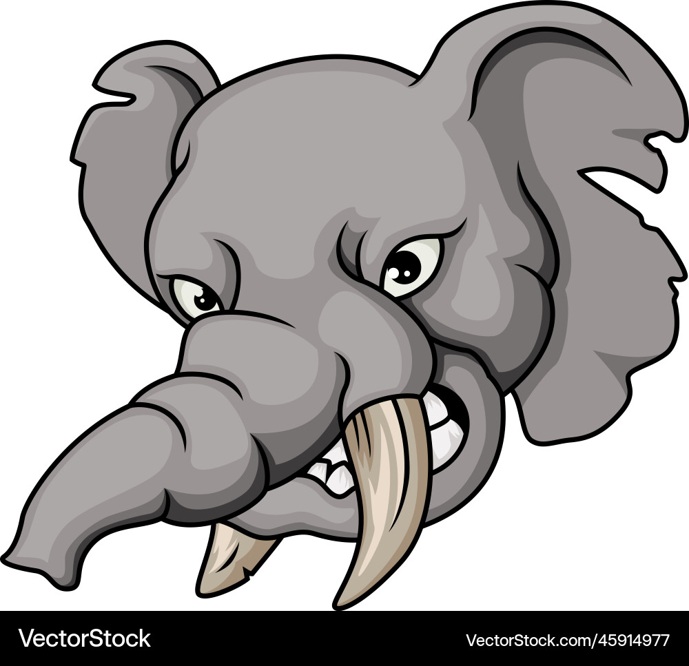 Angry elephant head cartoon character Royalty Free Vector