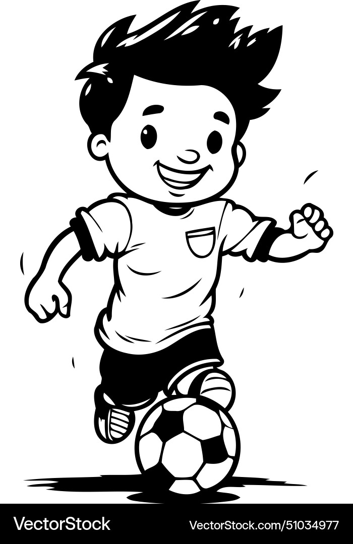 Cartoon soccer player running with ball Royalty Free Vector
