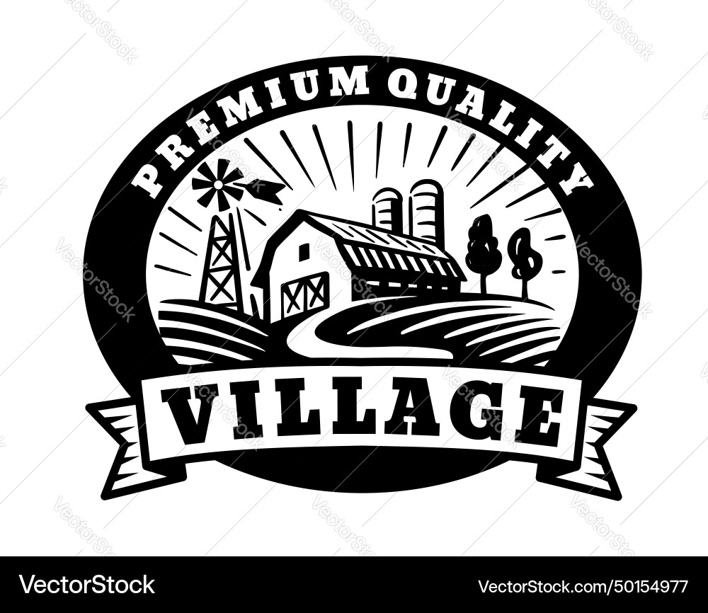 Country farm field emblem logo design Royalty Free Vector