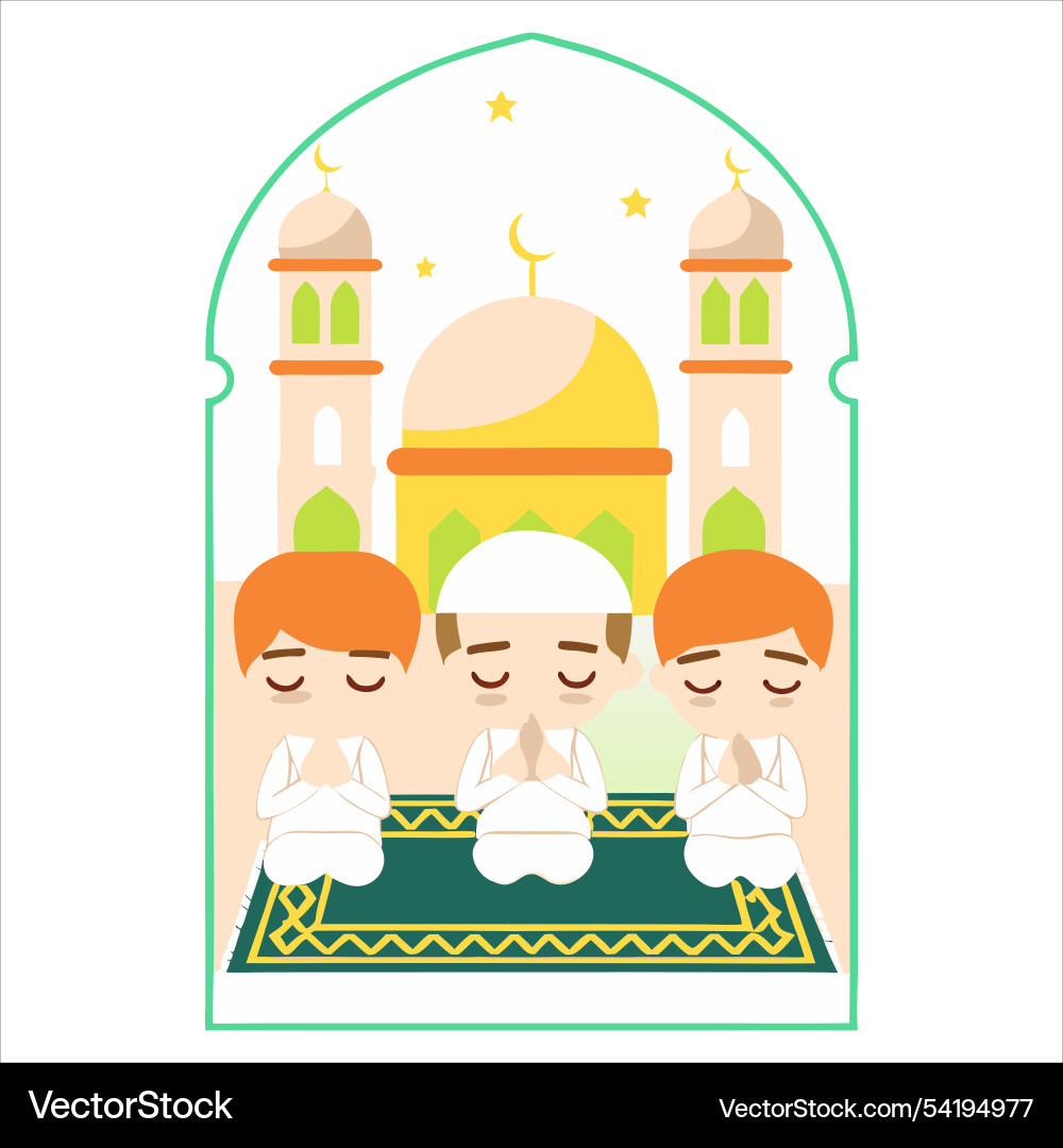Eid mubarak shalat prayer ramadan i Royalty Free Vector