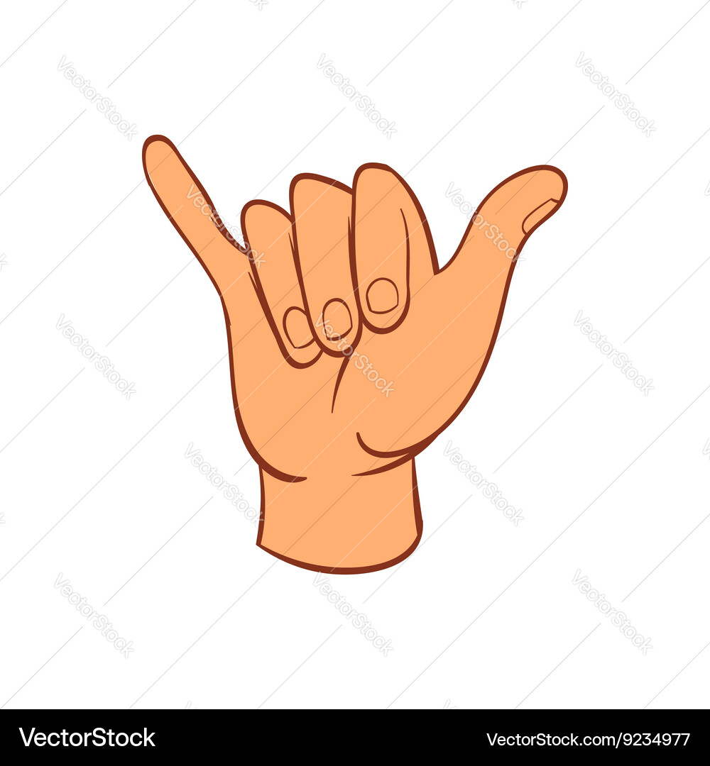 Hang loose hand gesture icon cartoon style Vector Image