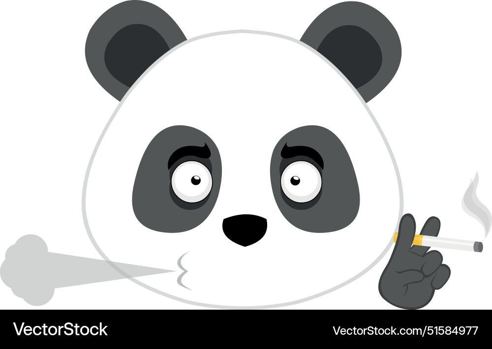 Head eye panda smoking cigarette Royalty Free Vector Image