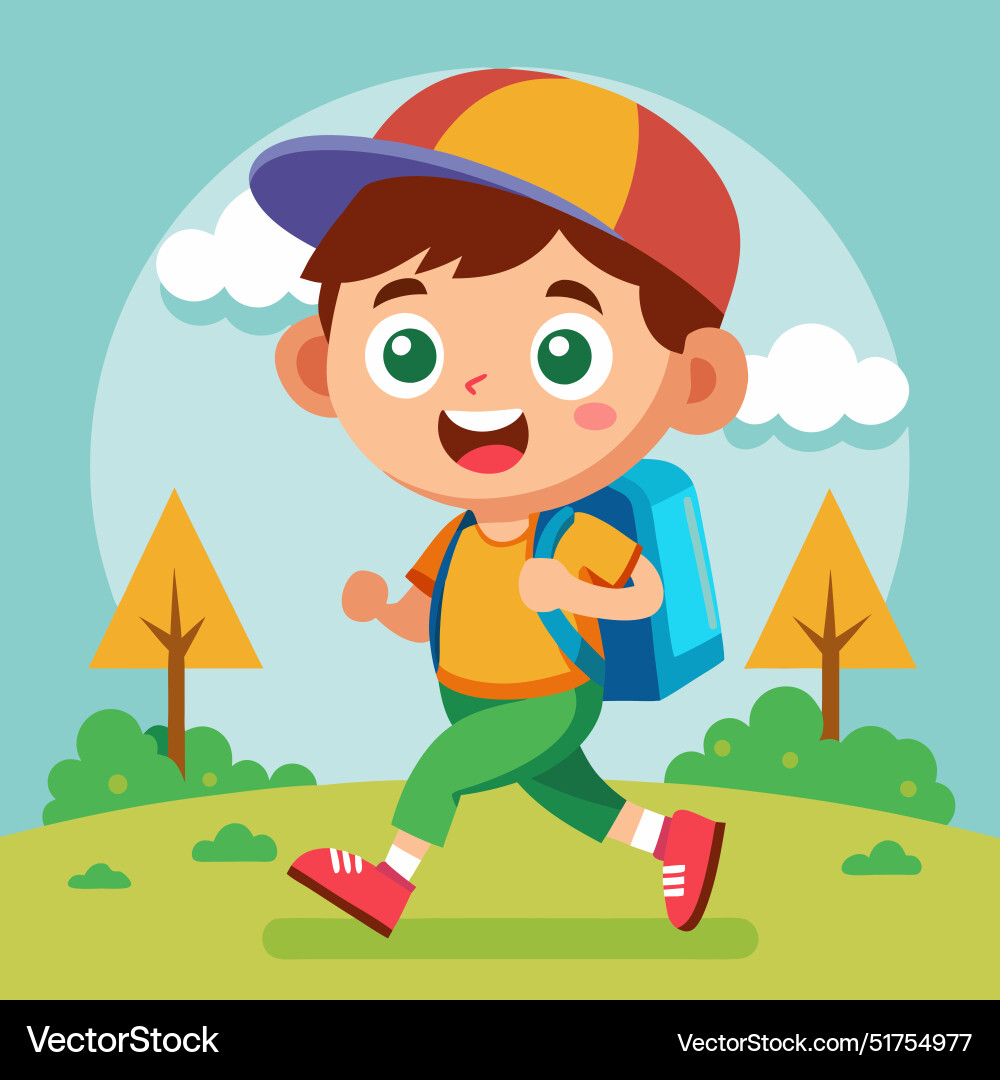 Kid go to school cartoon Royalty Free Vector Image