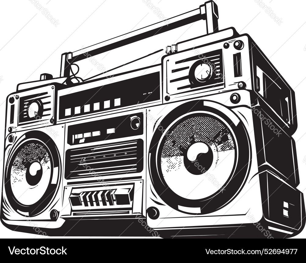 Rhythmic retro style boombox symbol melodic Vector Image