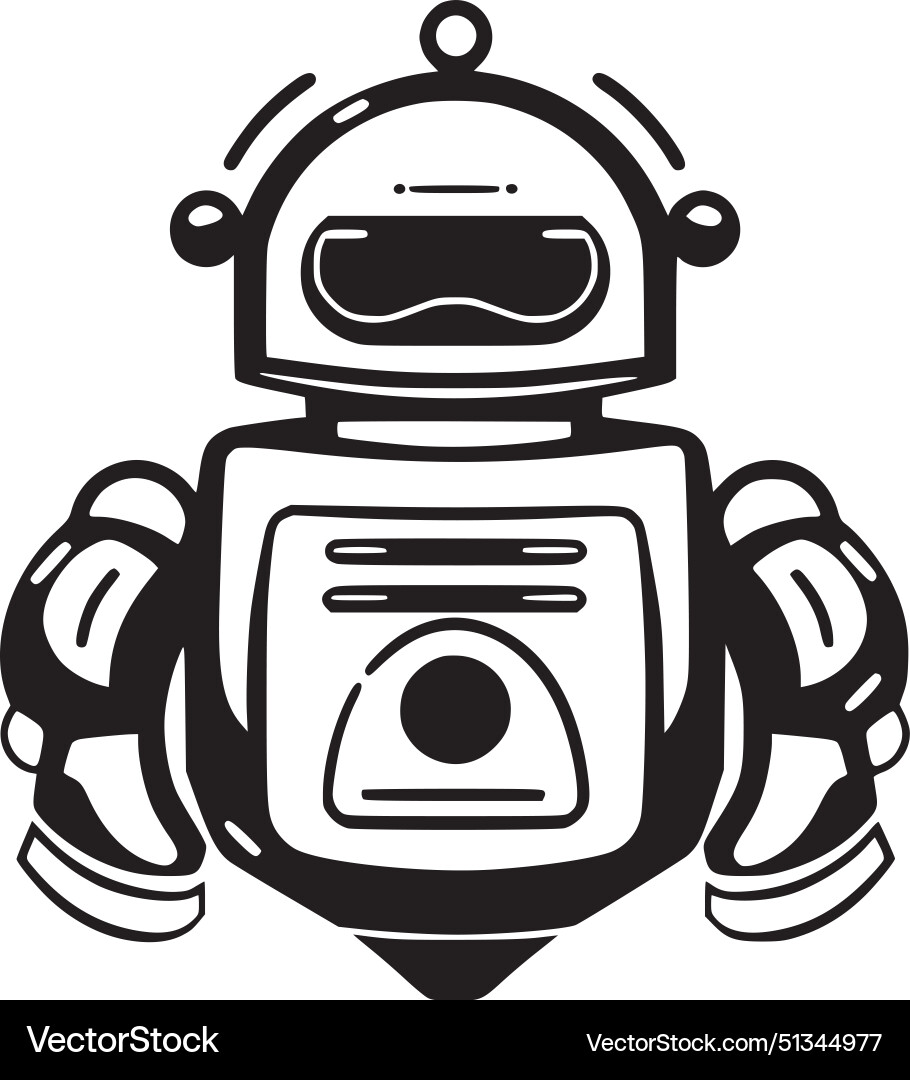 Robot - black and white Royalty Free Vector Image