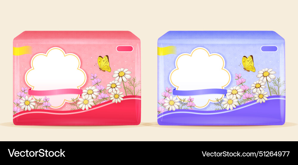 Sanitary pads pack mockup set Royalty Free Vector Image