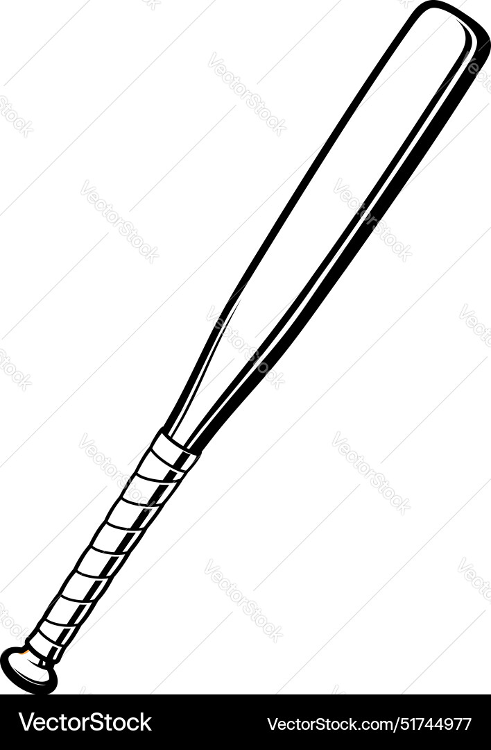 Simple classic baseball bat with grip outline Vector Image