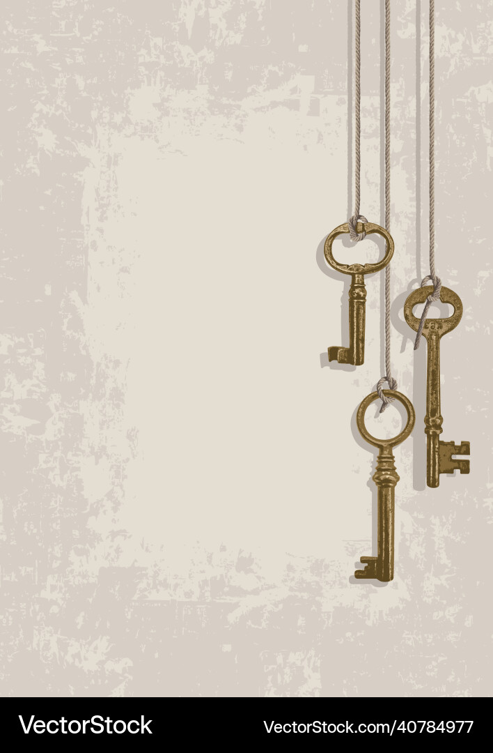Vintage banner with old keys and place for text Vector Image