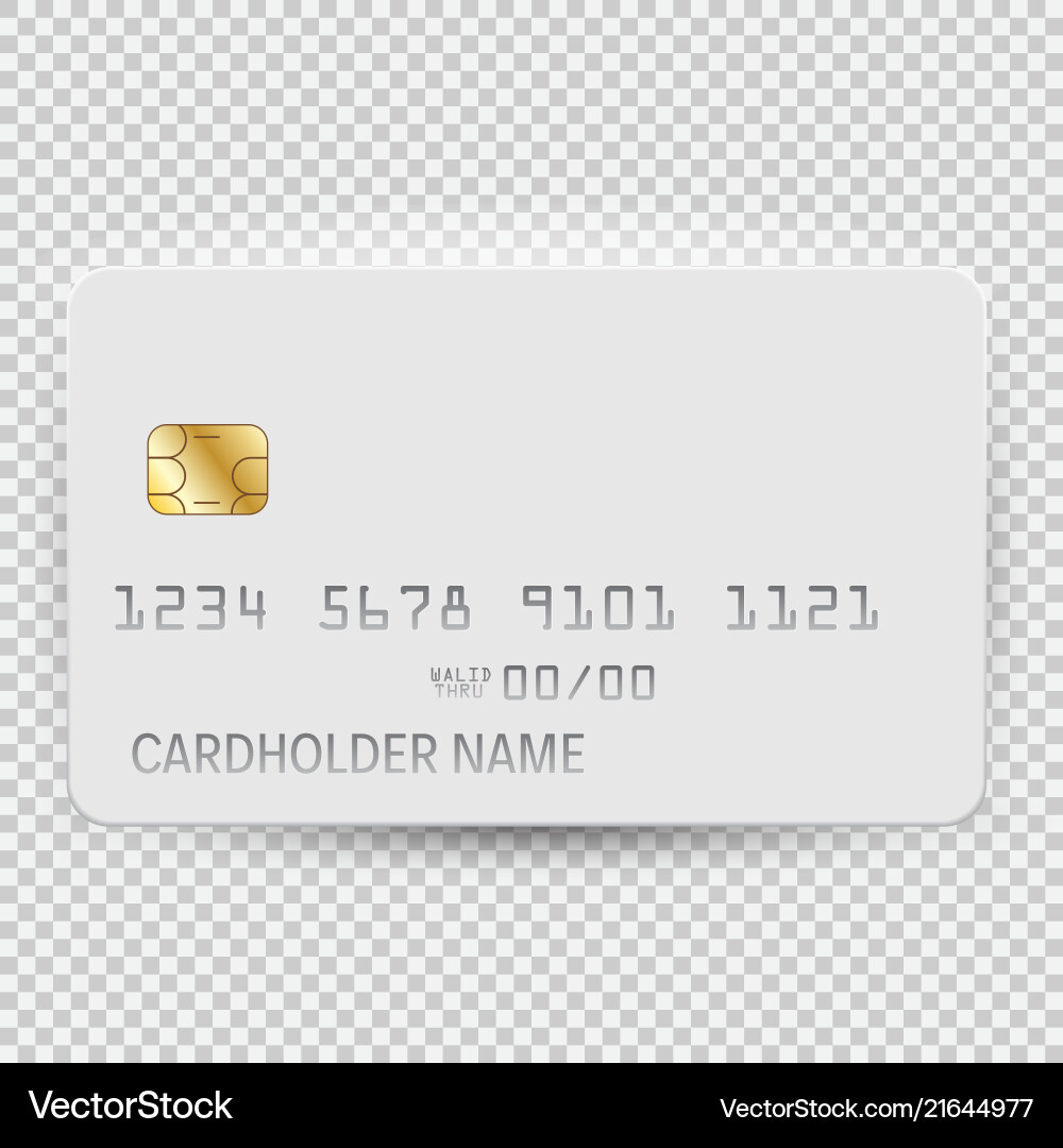White blank bank card template top view Royalty Free Vector