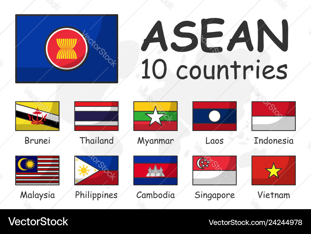 ASEAN Flags - Membership & Association Vector Image
