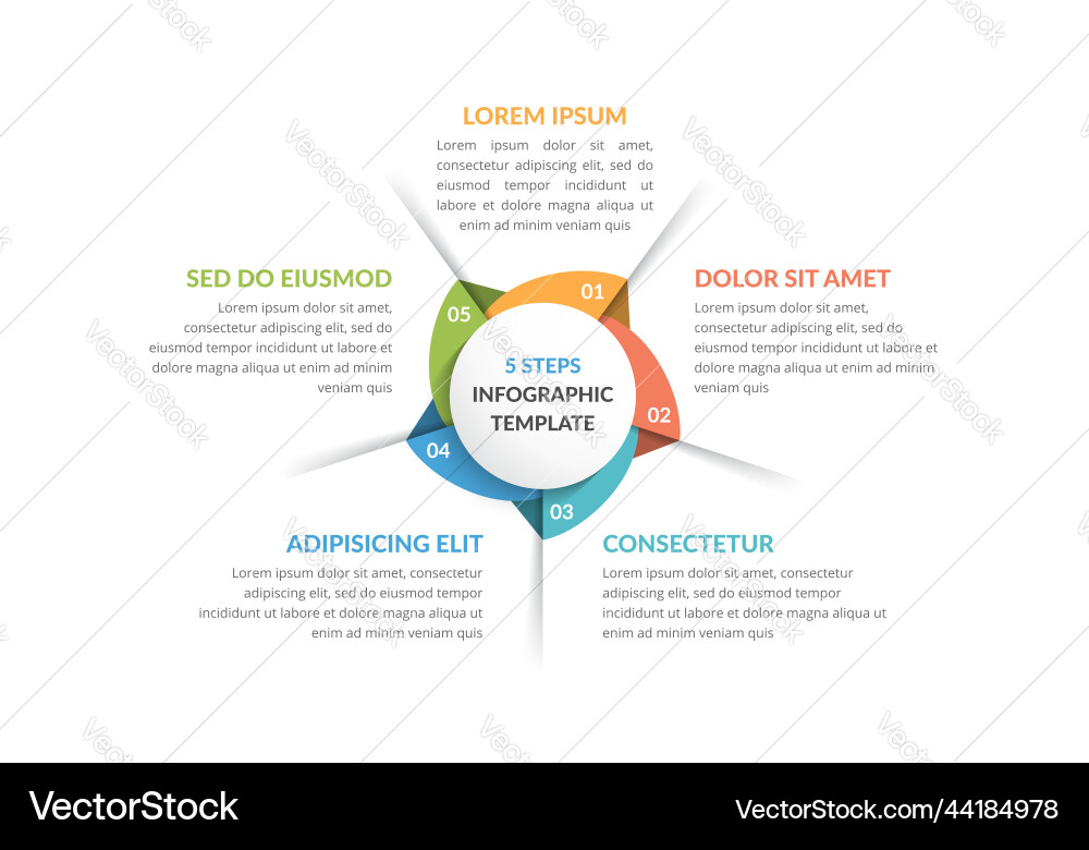 Circle diagram - five elements Royalty Free Vector Image