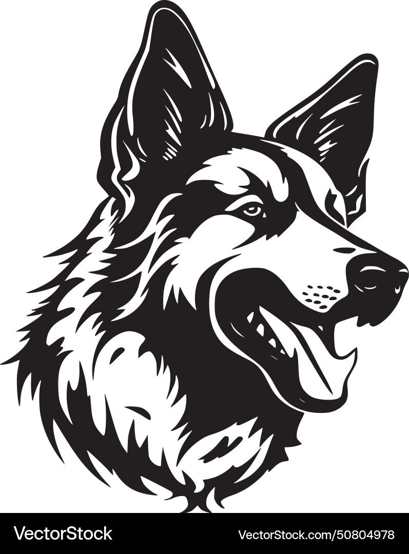 German shepherd - black and white isolated icon Vector Image