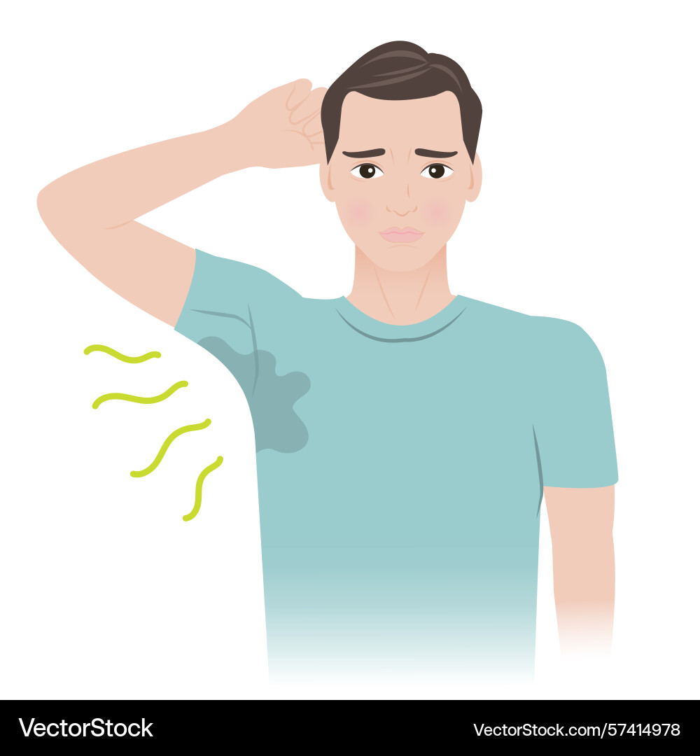 Man with body odor problem Royalty Free Vector Image