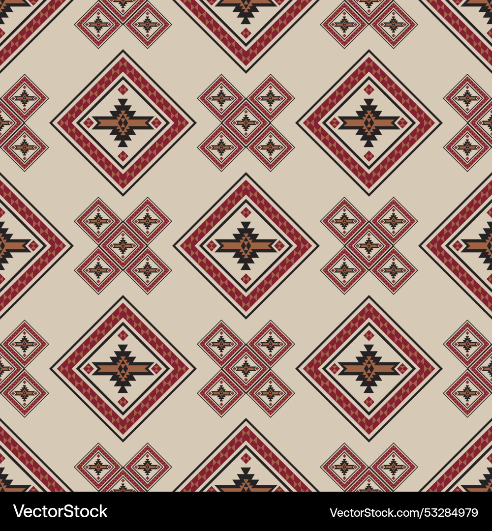 Aztec western geometric square pattern Royalty Free Vector
