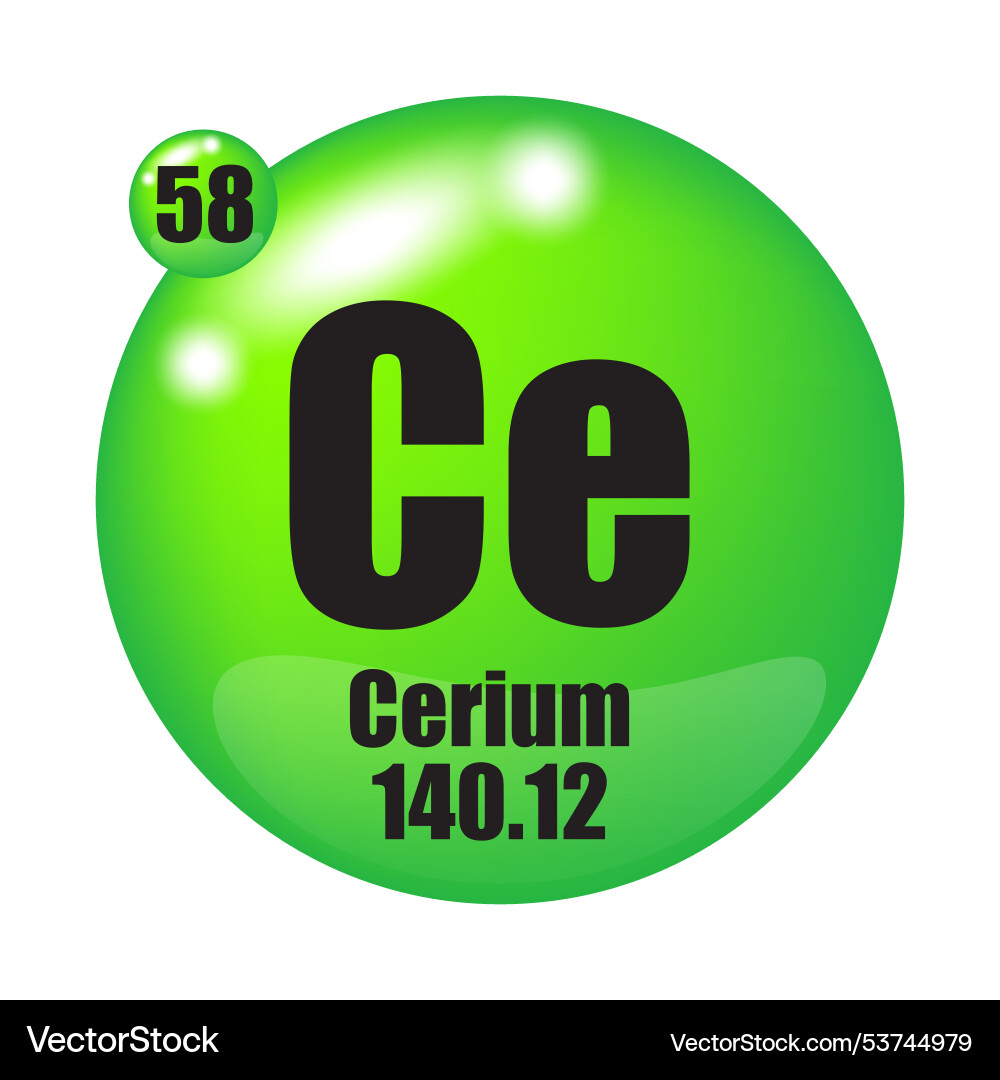 Cerium icon ce chemical element atomic number 58 Vector Image