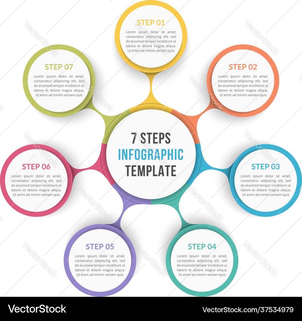 Circle diagram - seven elements Royalty Free Vector Image