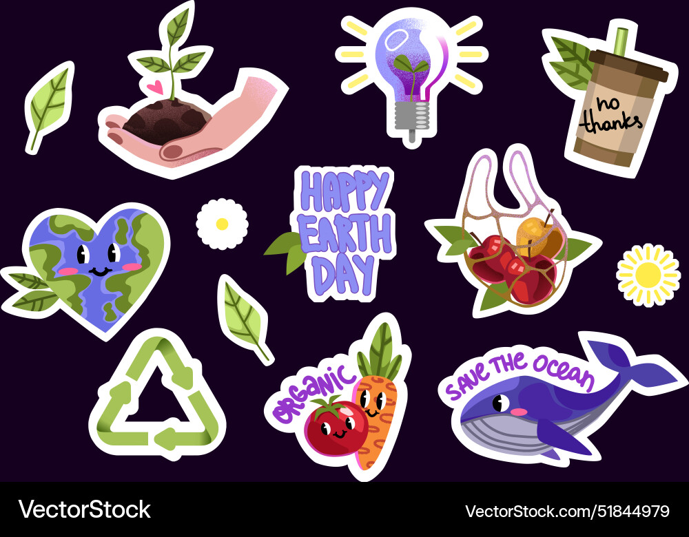 Earth day stickers Royalty Free Vector Image - VectorStock
