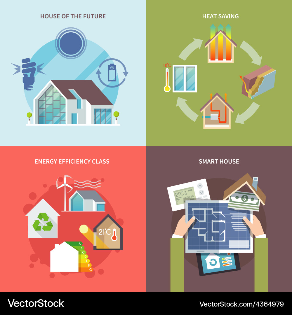 Energy saving house flat Royalty Free Vector Image