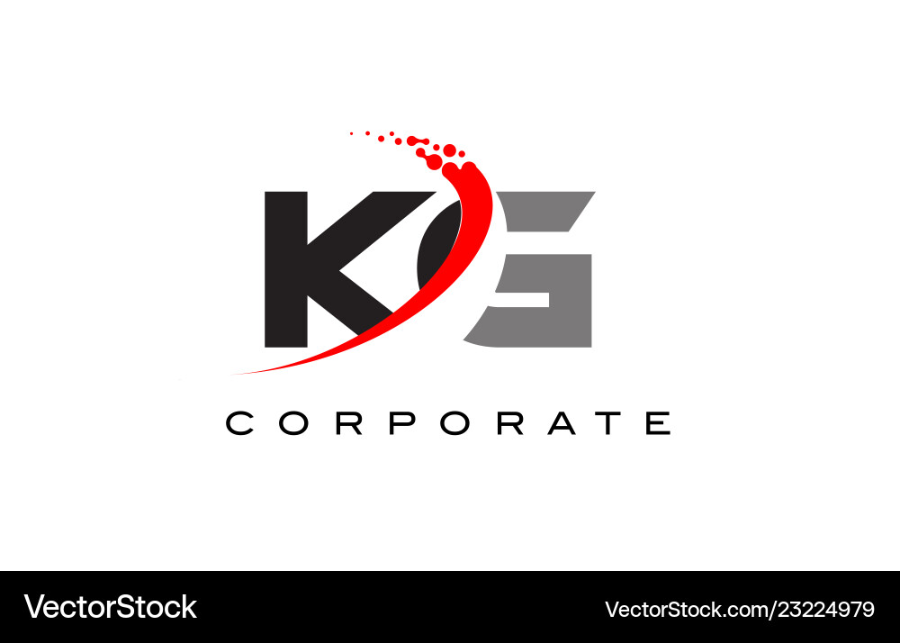 Kg modern letter logo design with swoosh Vector Image