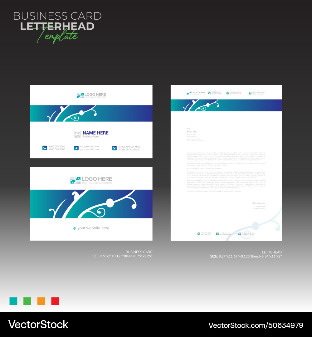 Letterhead and business card design Royalty Free Vector