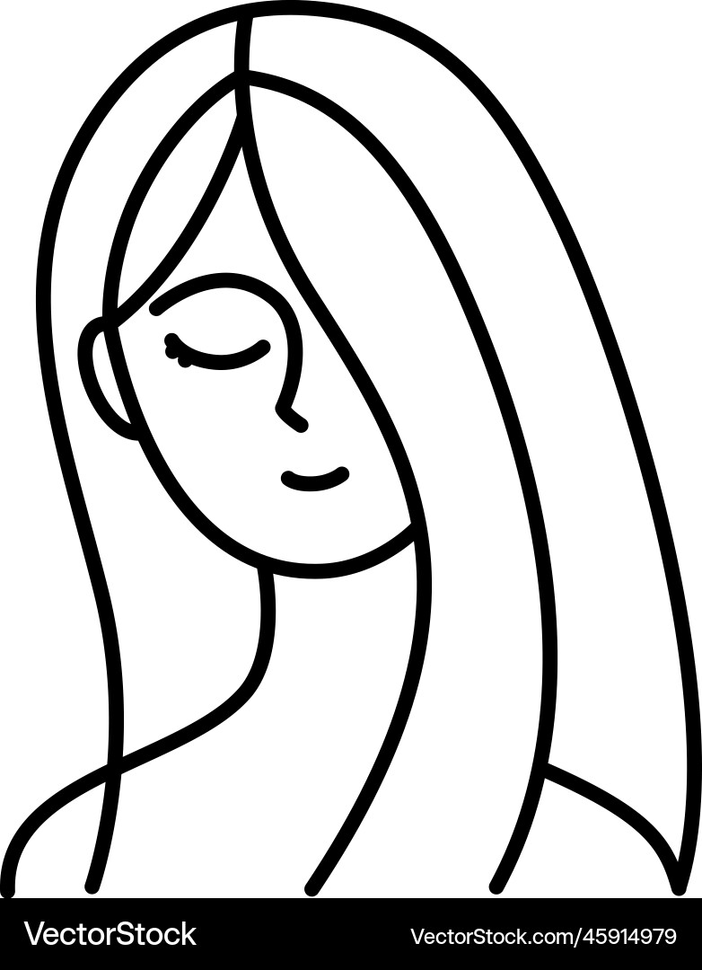 Simple line drawing of a womans head Royalty Free Vector