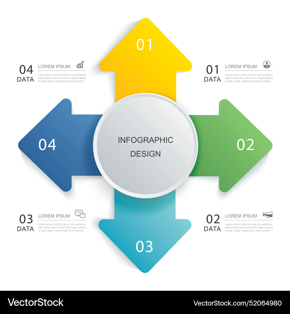 4 arrow infographic pointing out from center Vector Image