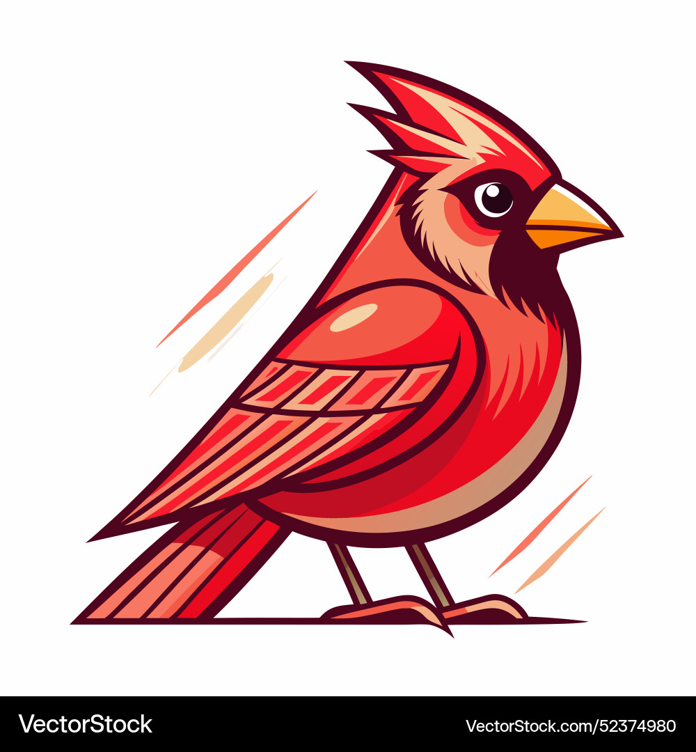 Cardinal bird knocks kawaii Royalty Free Vector Image