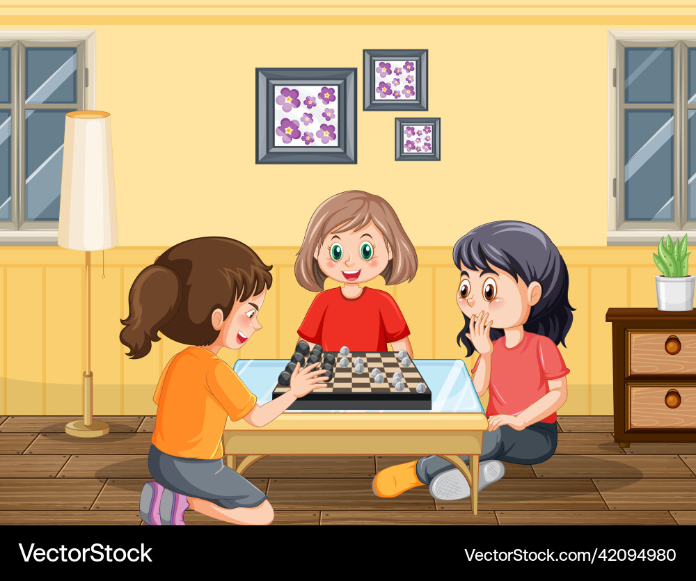 Kids Playing Board Games Clip Art Set Of Family Fun. Families Play