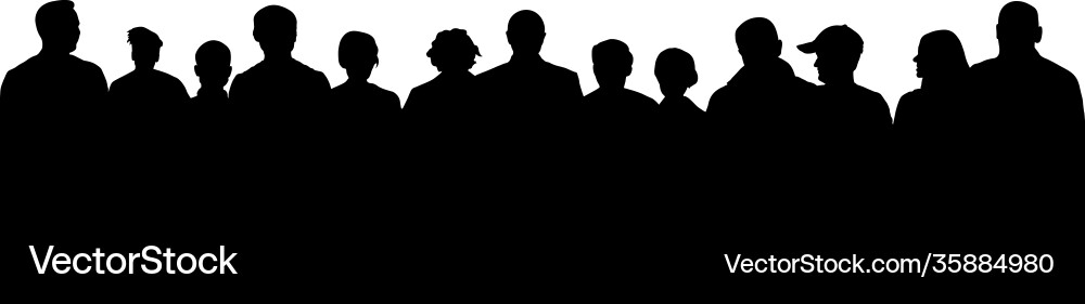 Crowd people silhouette large audience Royalty Free Vector