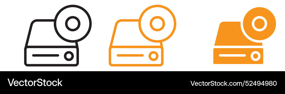 Dvd cdrom disc icon set digital media Royalty Free Vector