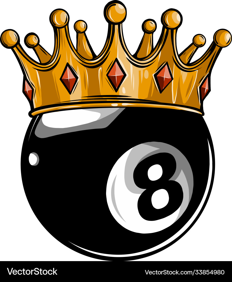 Gold crown on a billiard ball isolated white Vector Image