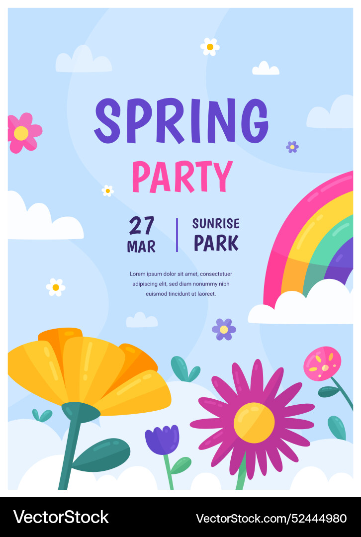 Spring party poster template Royalty Free Vector Image