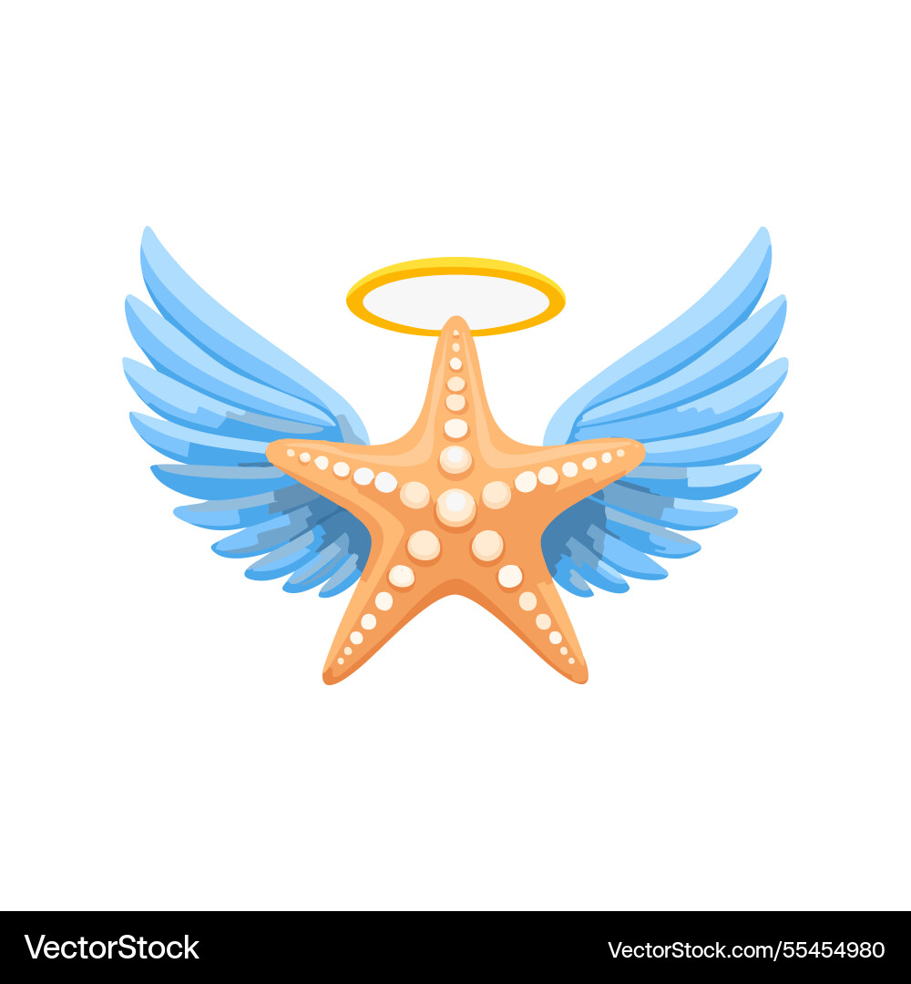 Starfish with angel wings Royalty Free Vector Image