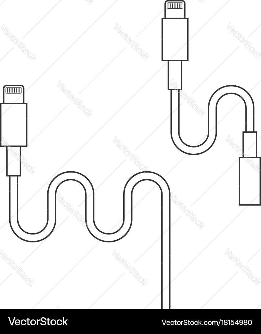 Thin line lightning connector with adapter Vector Image