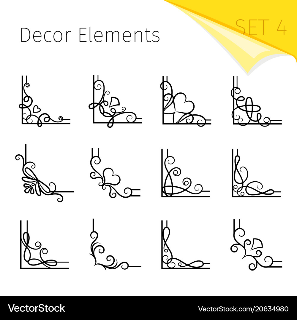 Vignette corners swirly flourish corner Royalty Free Vector