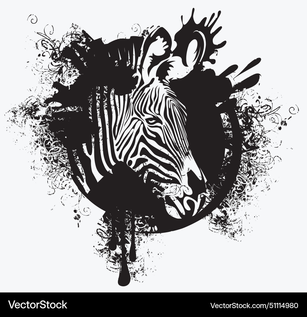 Zebra head in a circle with spots and splashes Vector Image