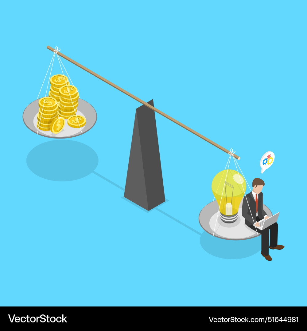 3d isometric flat of cost Royalty Free Vector Image