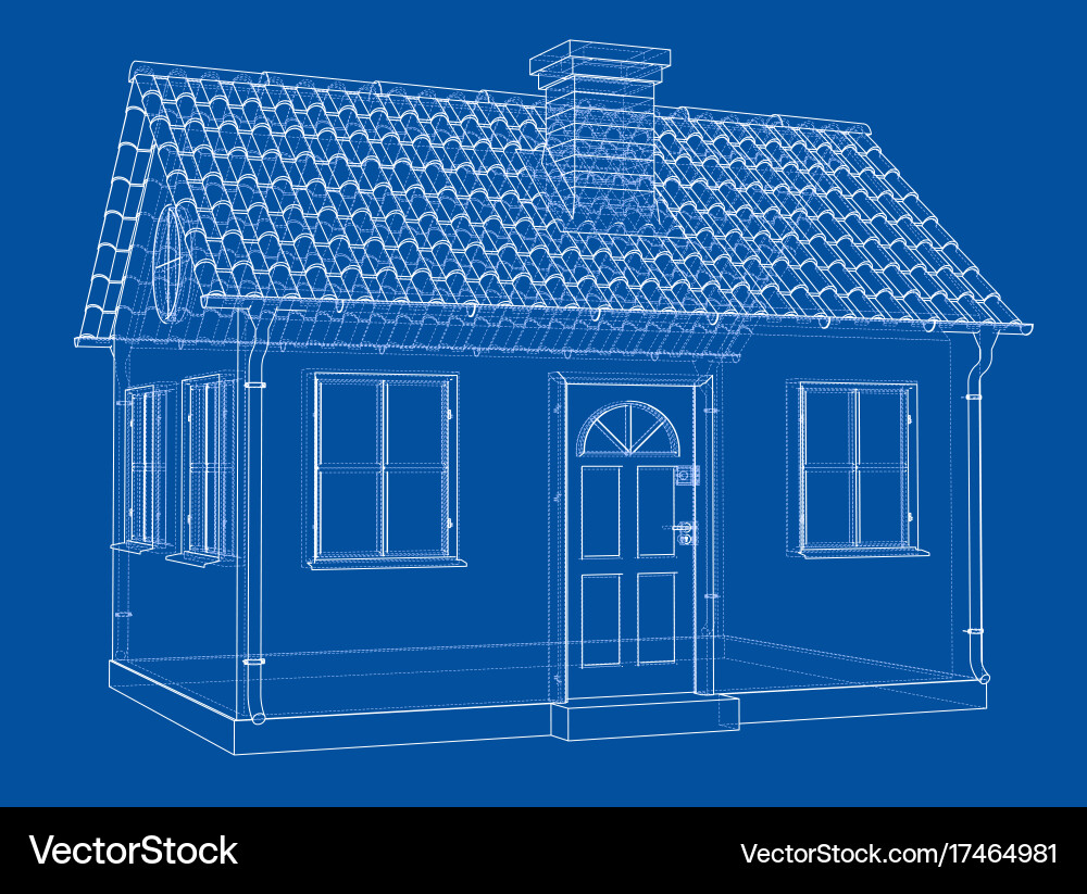 A small house with shingles roof Royalty Free Vector Image