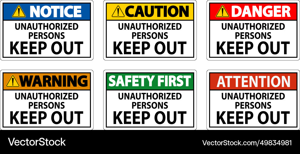 Caution sign unauthorized persons keep out Vector Image