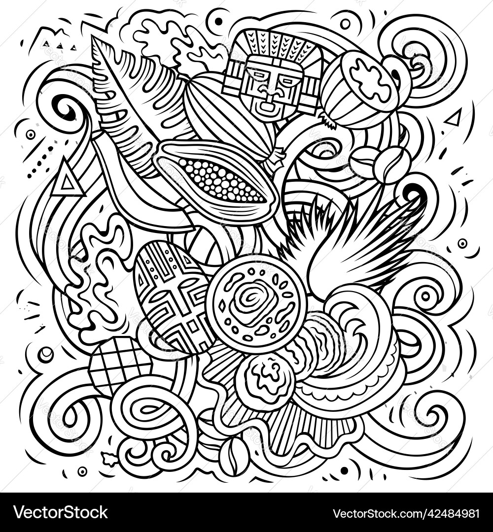 Colombia hand drawn cartoon doodles Royalty Free Vector