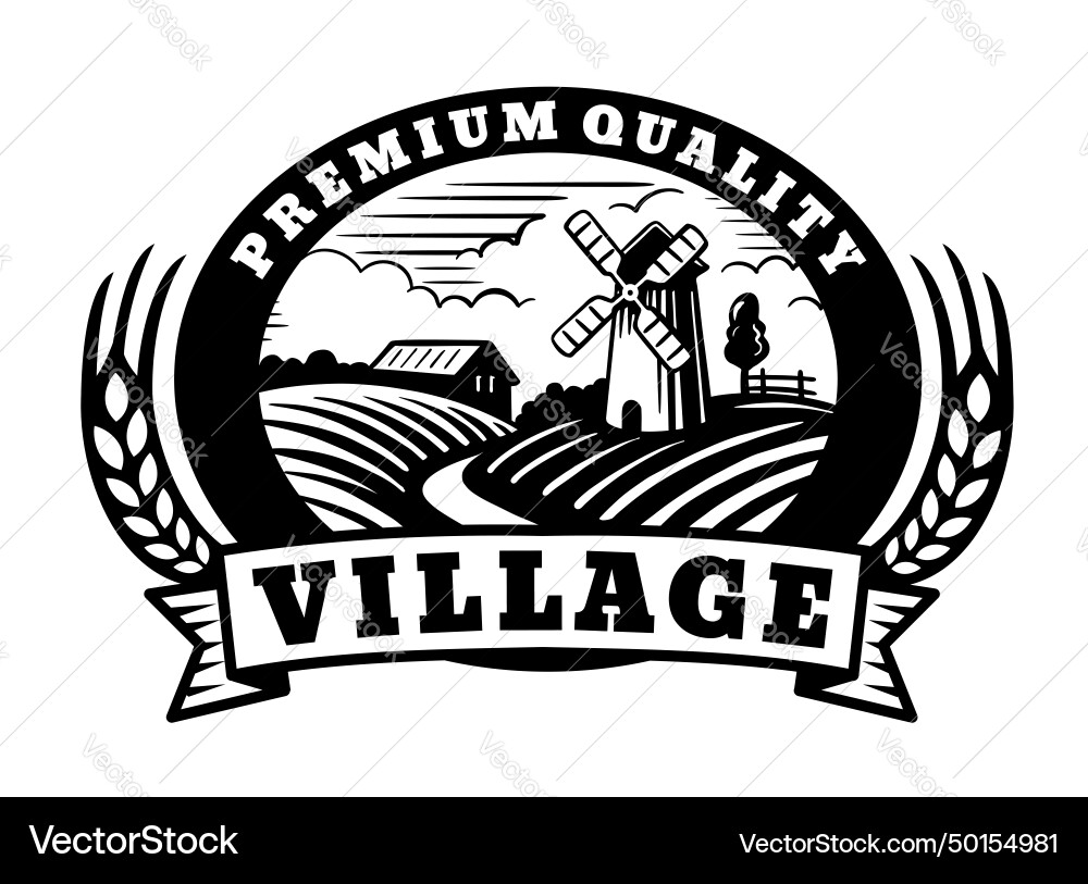 Country farm field emblem logo design wind Vector Image