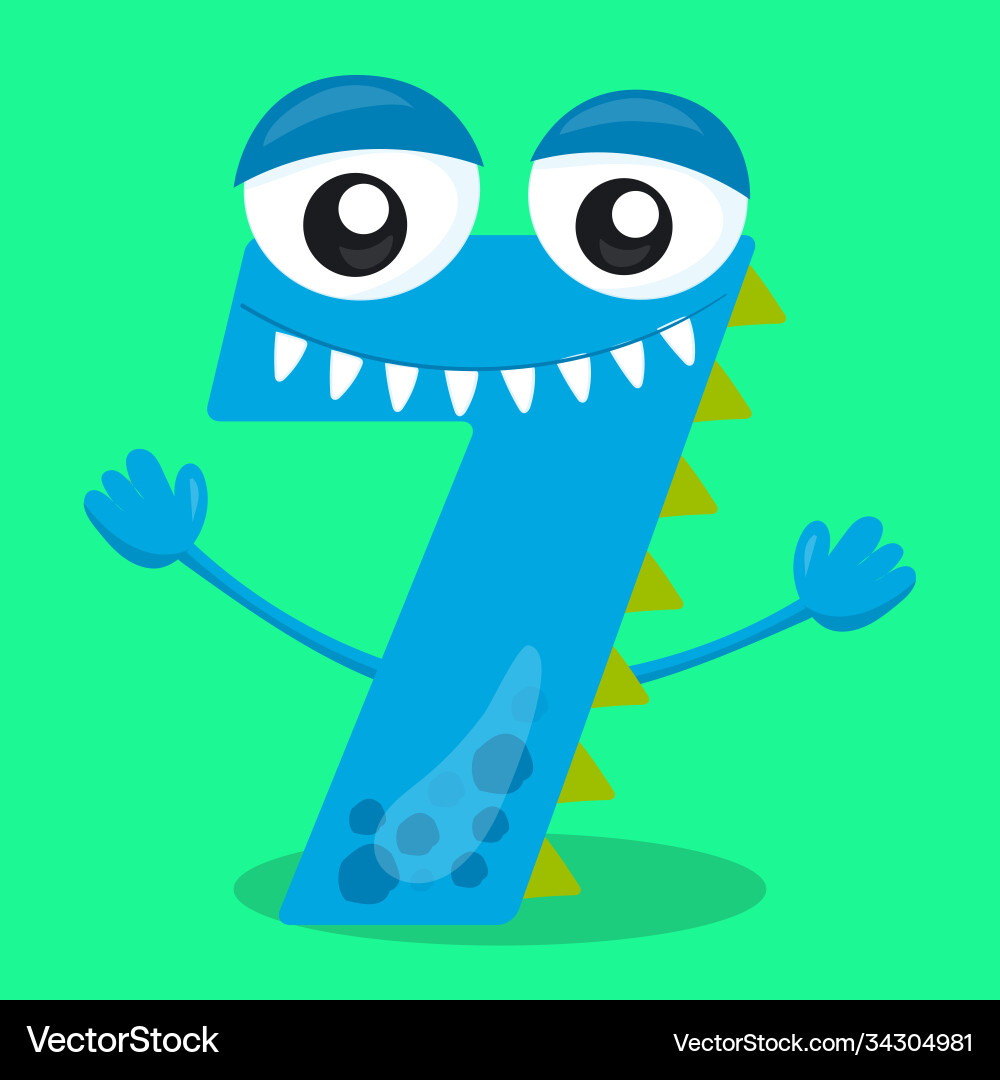 Cute Monster Number Seven Royalty Free Vector Image
