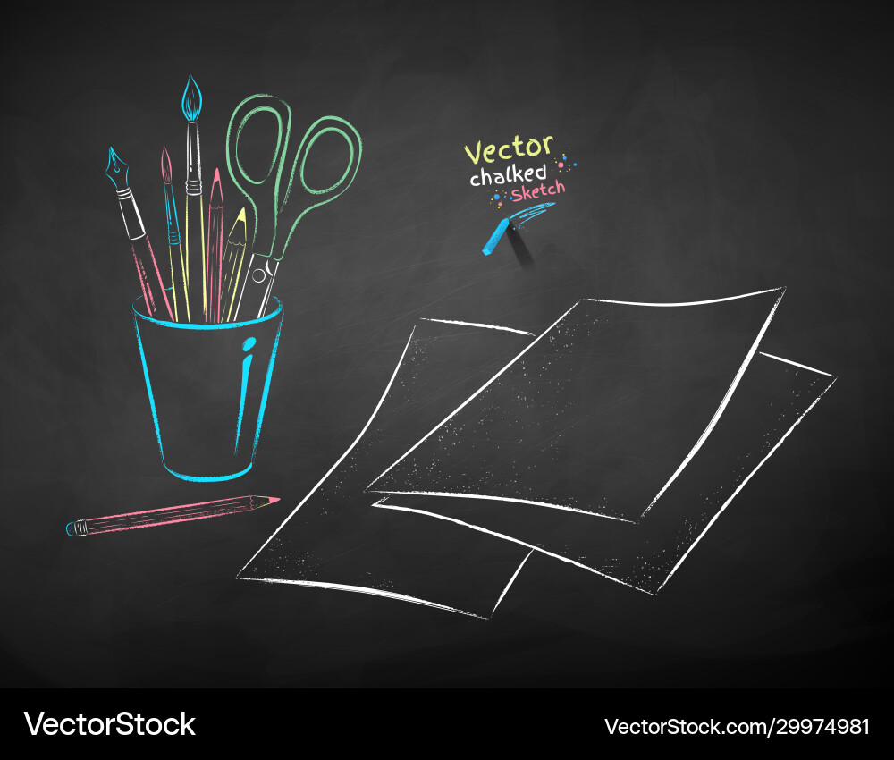 Desk organizer and sheets paper Royalty Free Vector Image