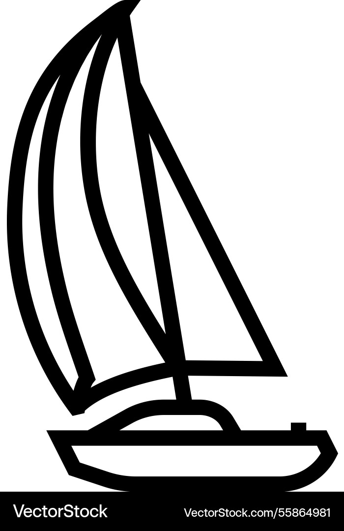 Sails full sailing sport line icon Royalty Free Vector Image