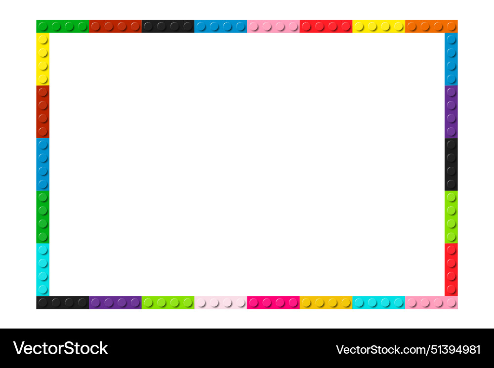 Simple frame composed of color toy blocks black Vector Image