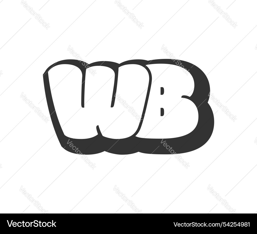 Wb logo bubble comic lettering rounded Royalty Free Vector