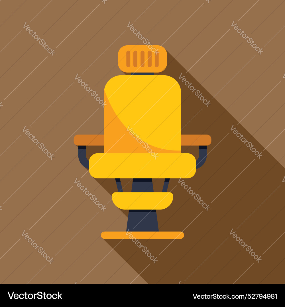 Yellow barber chair casting long shadow on brown Vector Image