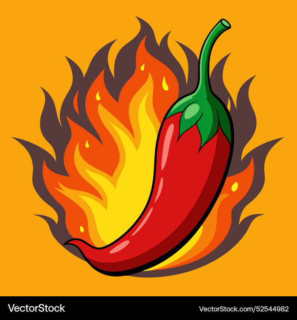 Bold hot pepper on fire 1 Royalty Free Vector Image