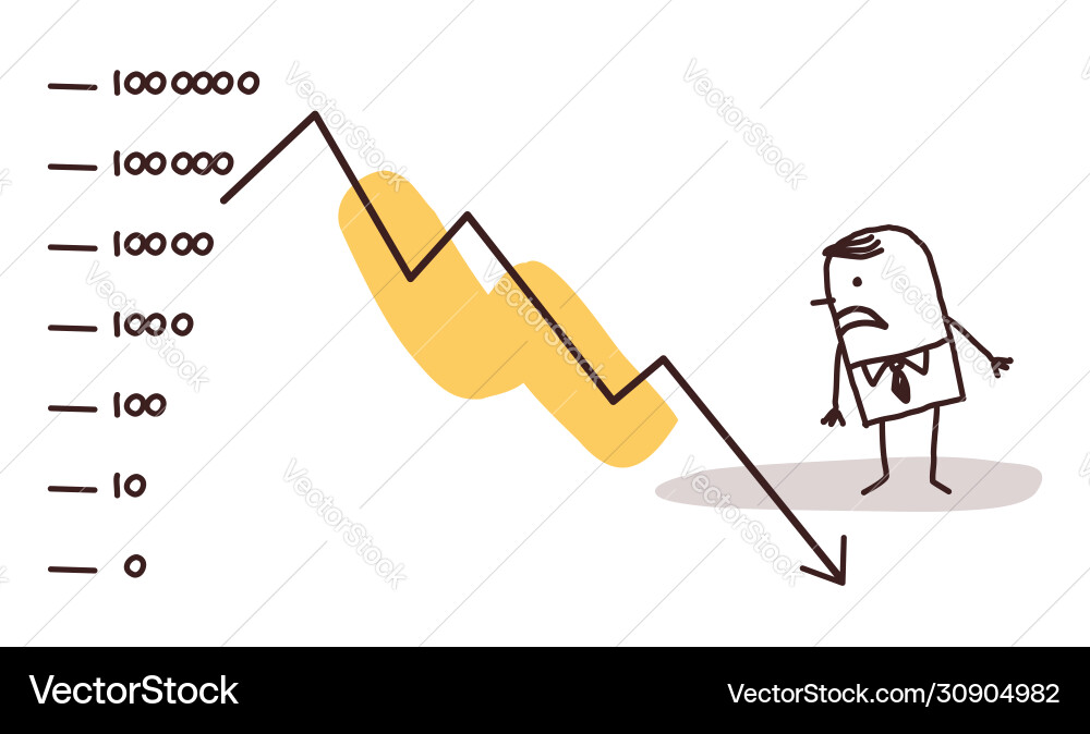 Businessman stock market crash Royalty Free Vector Image
