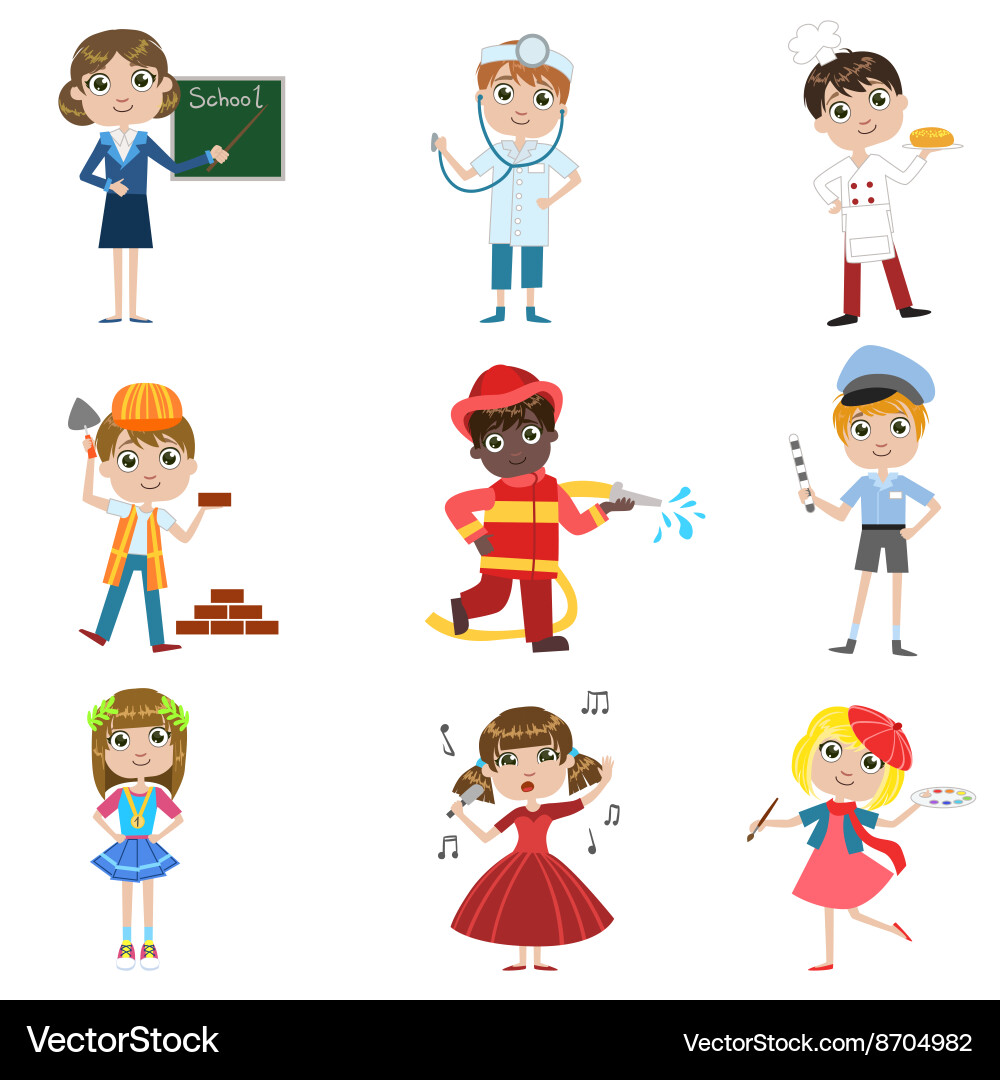 Children future profession set Royalty Free Vector Image